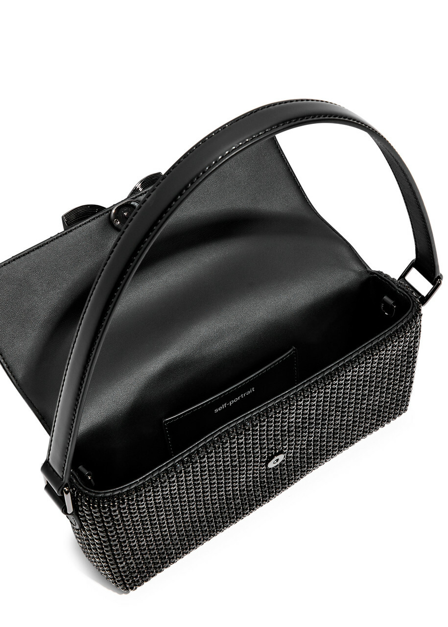 Self-portrait Bow Crystal-embellished top Handle bag - Black - One Size ...