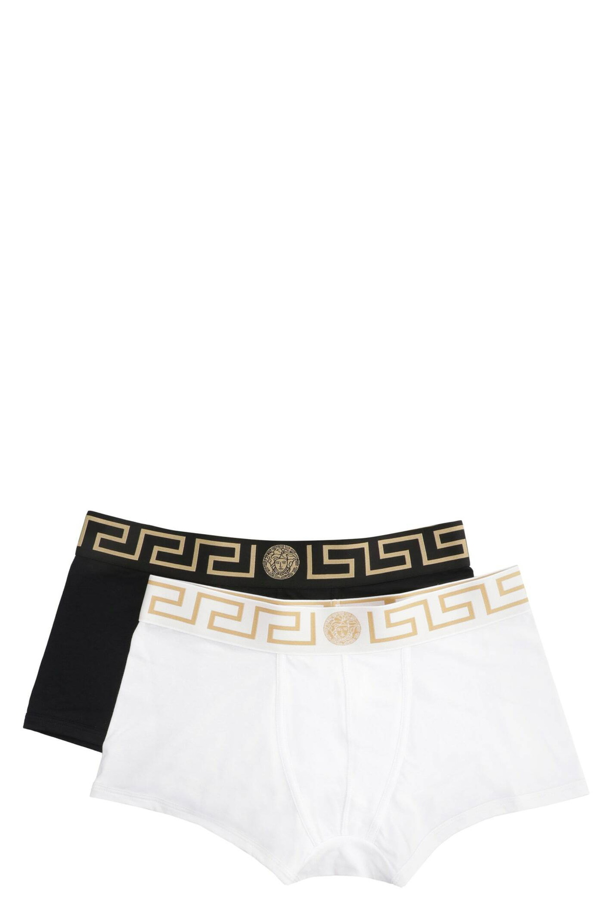 Versace Set Of Two Cotton Boxers With Logoed Elastic Band Versace