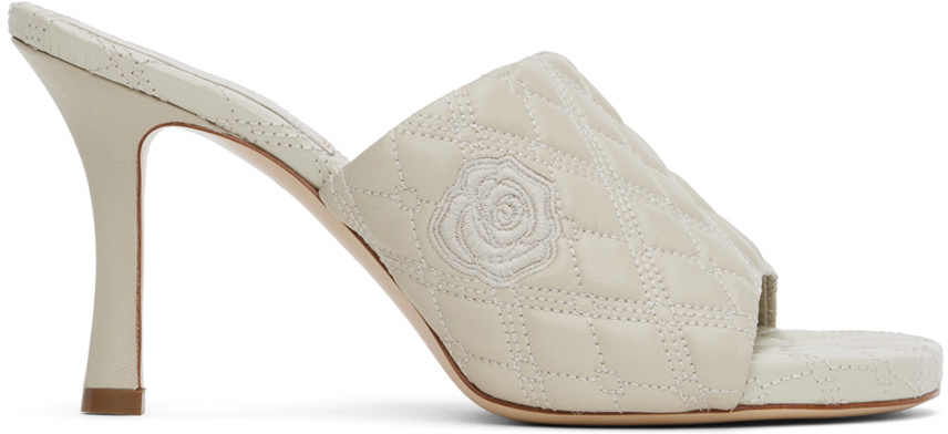 Burberry Off-White Leather Quilt Heeled Sandals Burberry