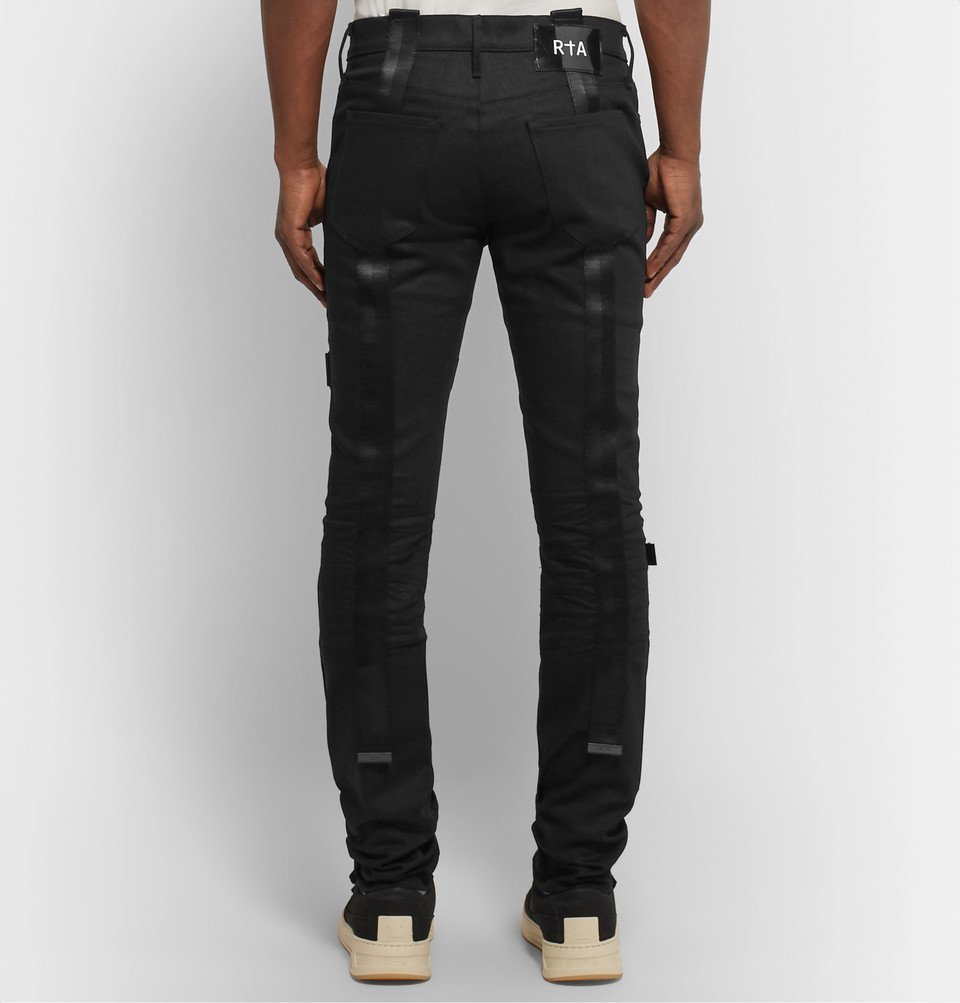 RtA - Skinny-Fit Webbing-Trimmed Denim Jeans - Black RtA