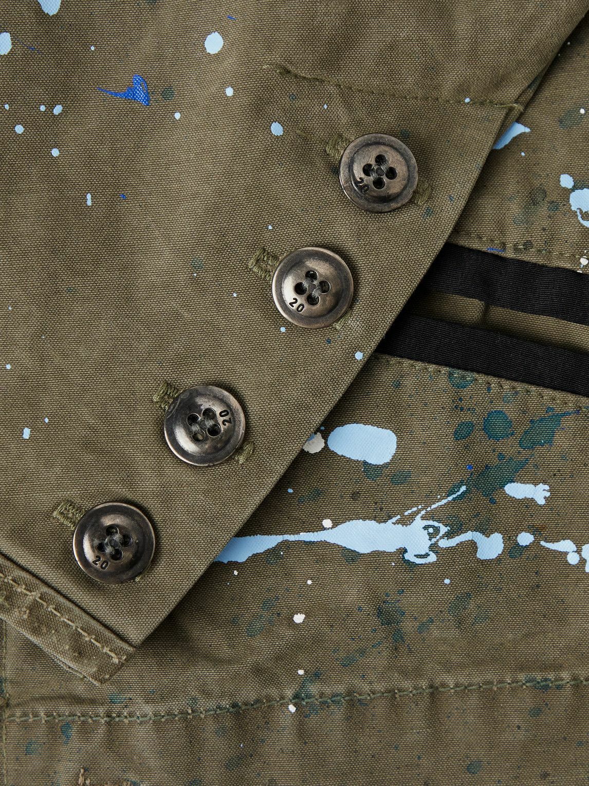 Greg Lauren - Tent Nylon-Trimmed Paint-Splattered Cotton-Blend Blazer ...