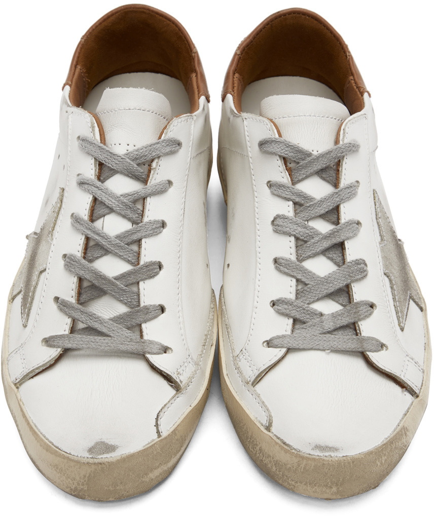 Golden Goose White & Brown Super-Star Classic Sneakers Golden Goose ...