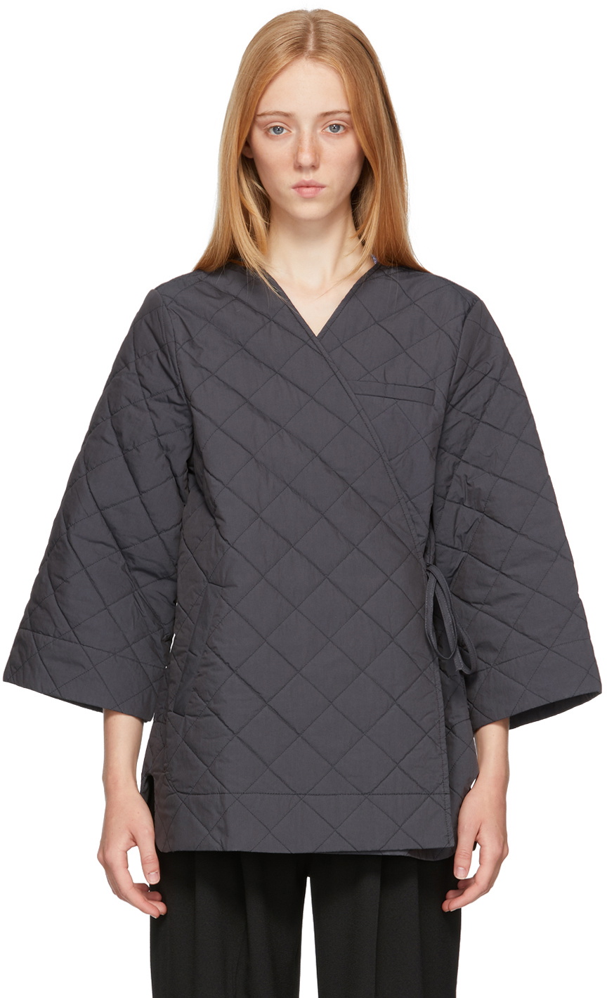 GANNI Grey Quilted Jacket GANNI