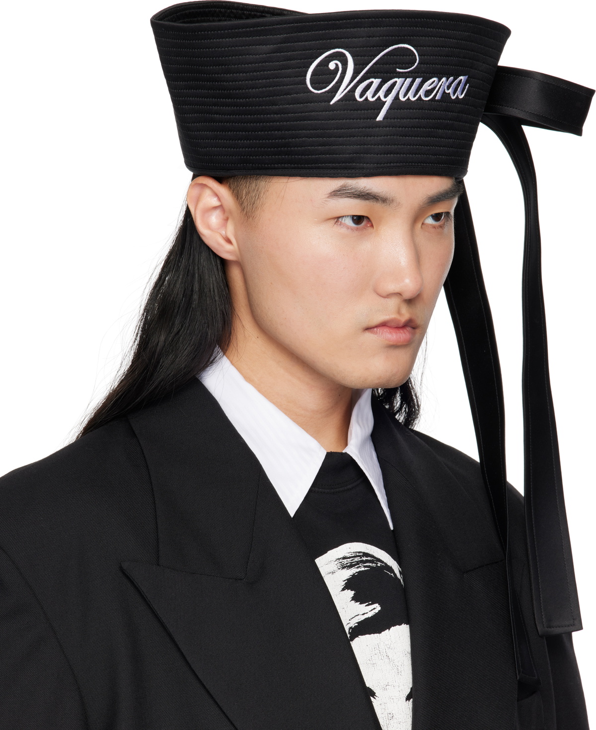 VAQUERA Black Embroidered Sailor Hat Vaquera