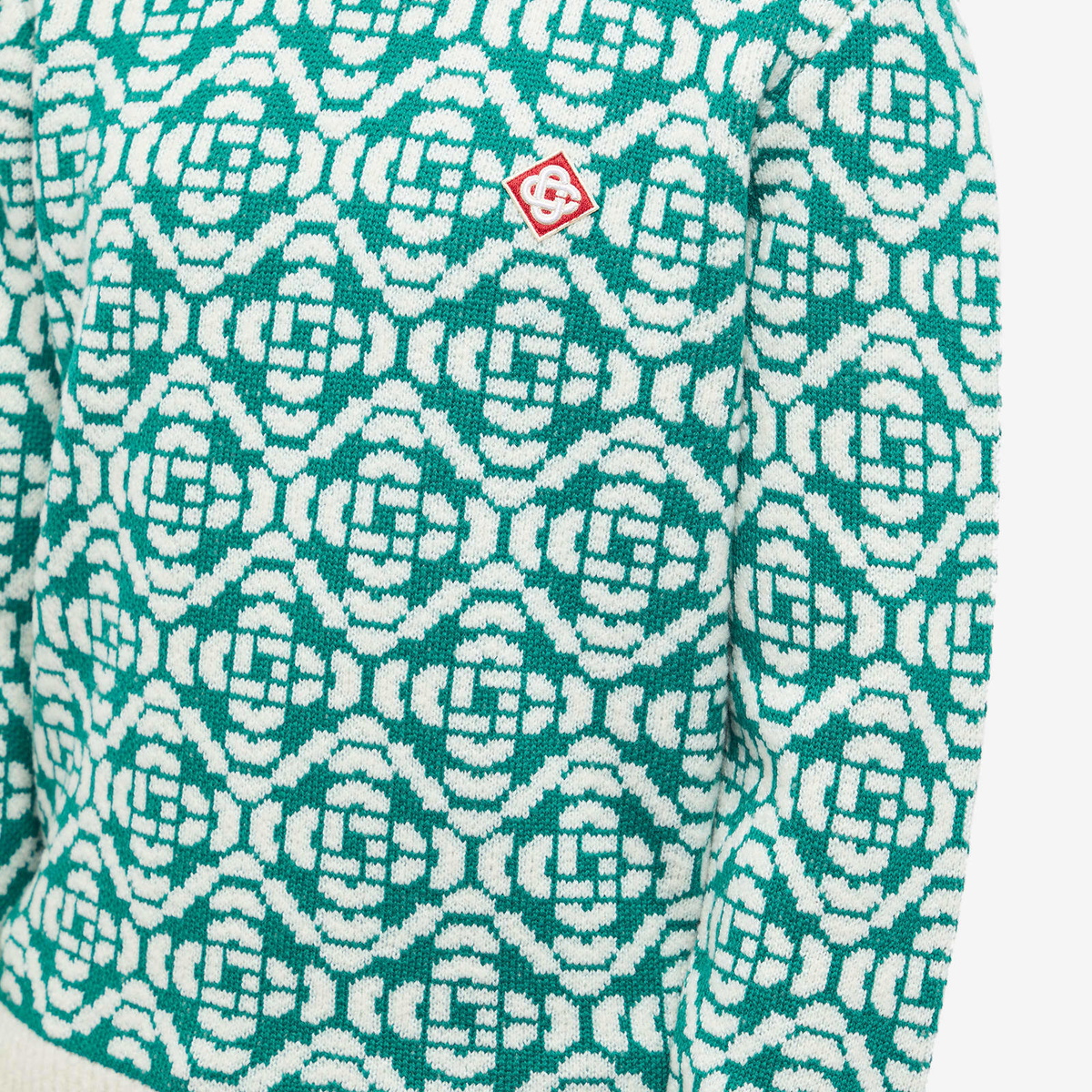 Casablanca Men's Monogram Crew Knit in Green Casablanca