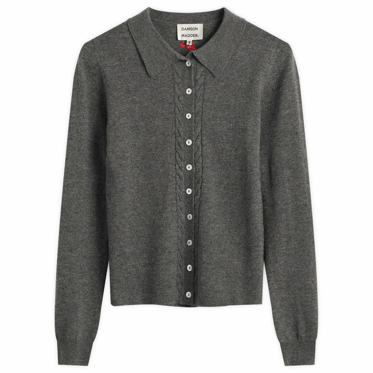 Damson Madder Women's Voula Fine Gauge Cardigan in Charcoal Damson Madder