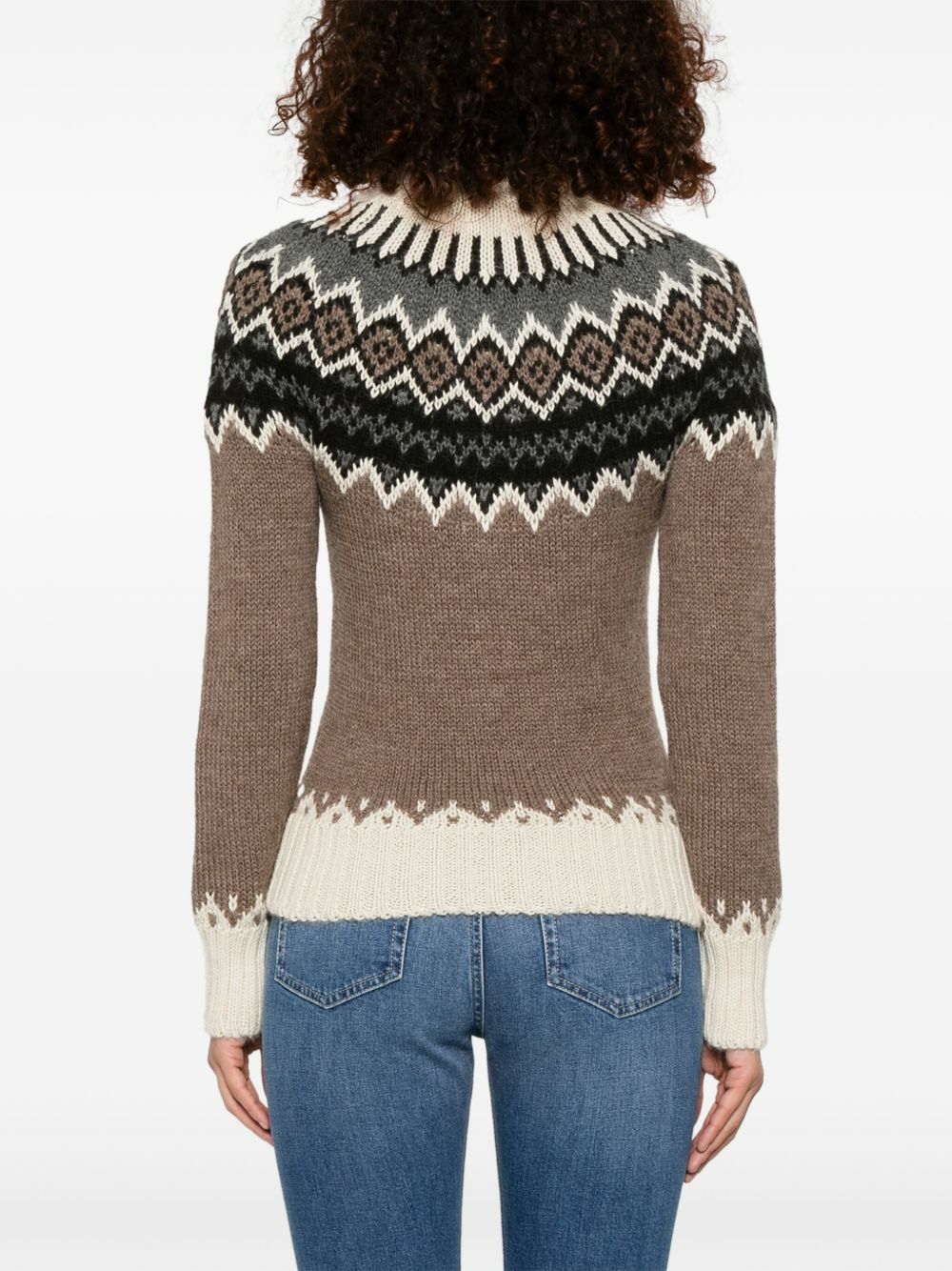 Chloé Brown Fair-Isle Knit Sweater Chloe