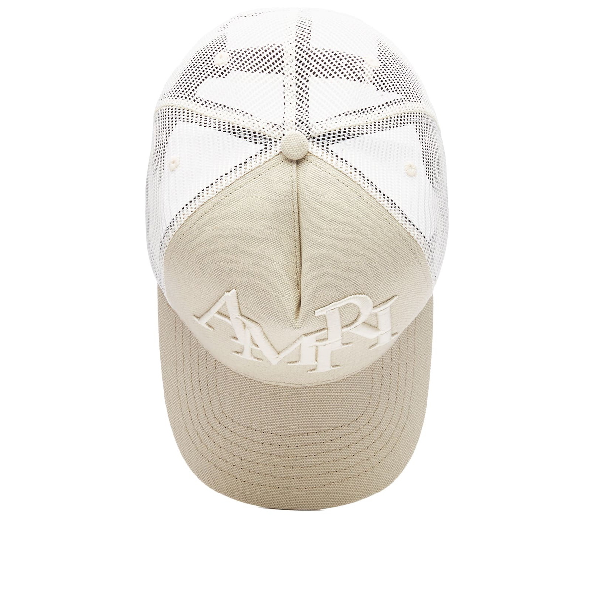 AMIRI Men's Staggered Logo Trucker Hat in Marshmellow Amiri AMIRI Men's Staggered Logo Trucker Hat in Marshmellow Amiri