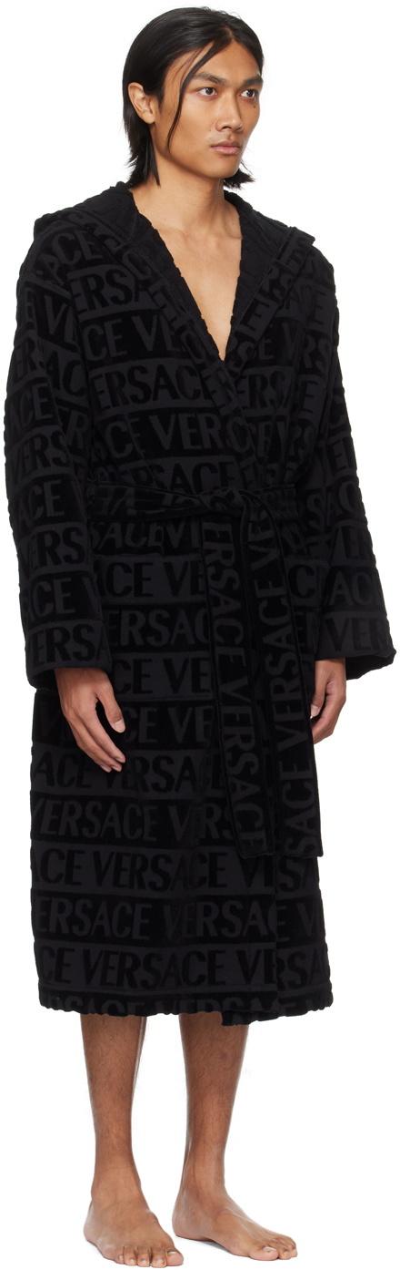 Versace Underwear Black Allover Robe Versace Underwear