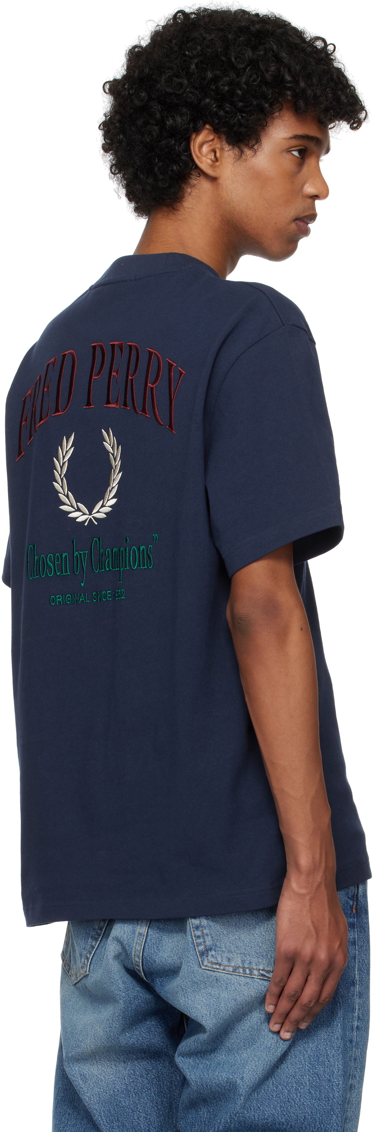 Fred Perry Blue Embroidered T-shirt Fred Perry