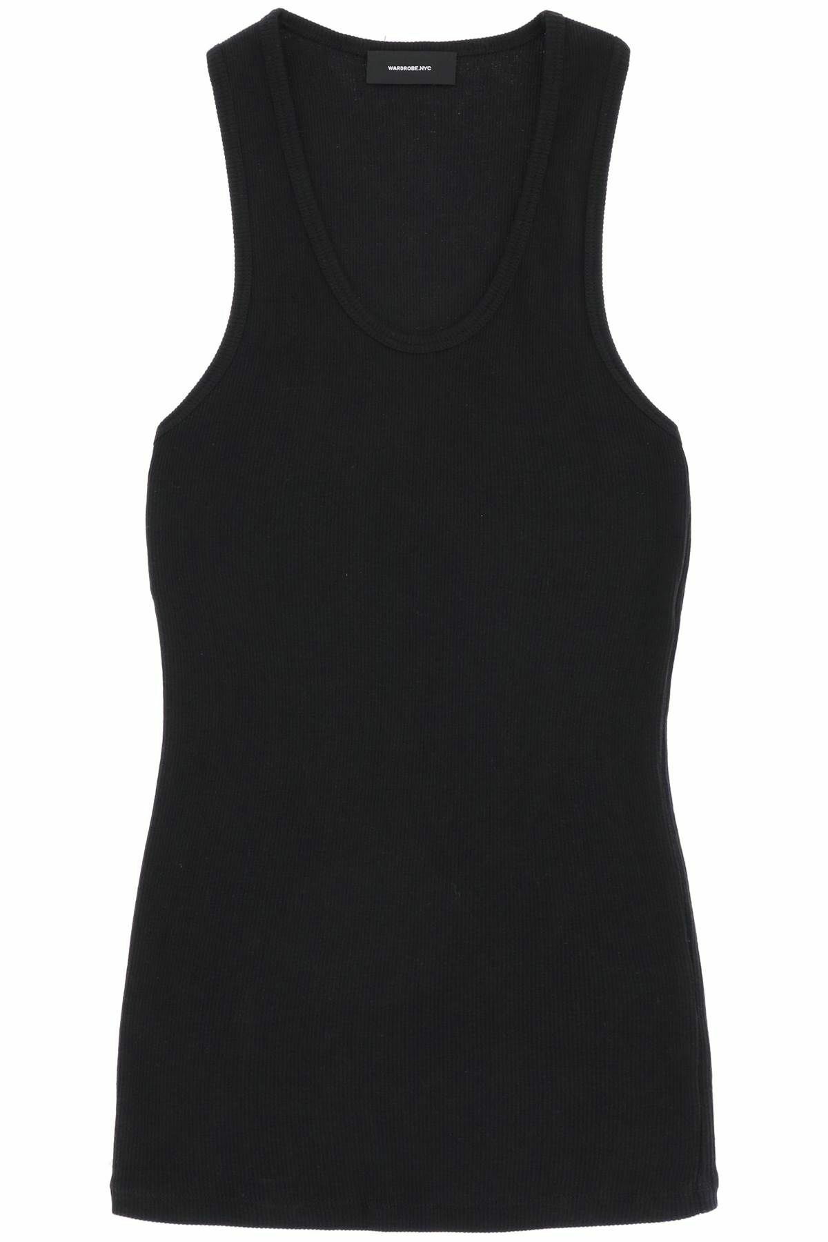 WARDROBE. NYC ribbed sleeveless top with Black WARDROBE.NYC