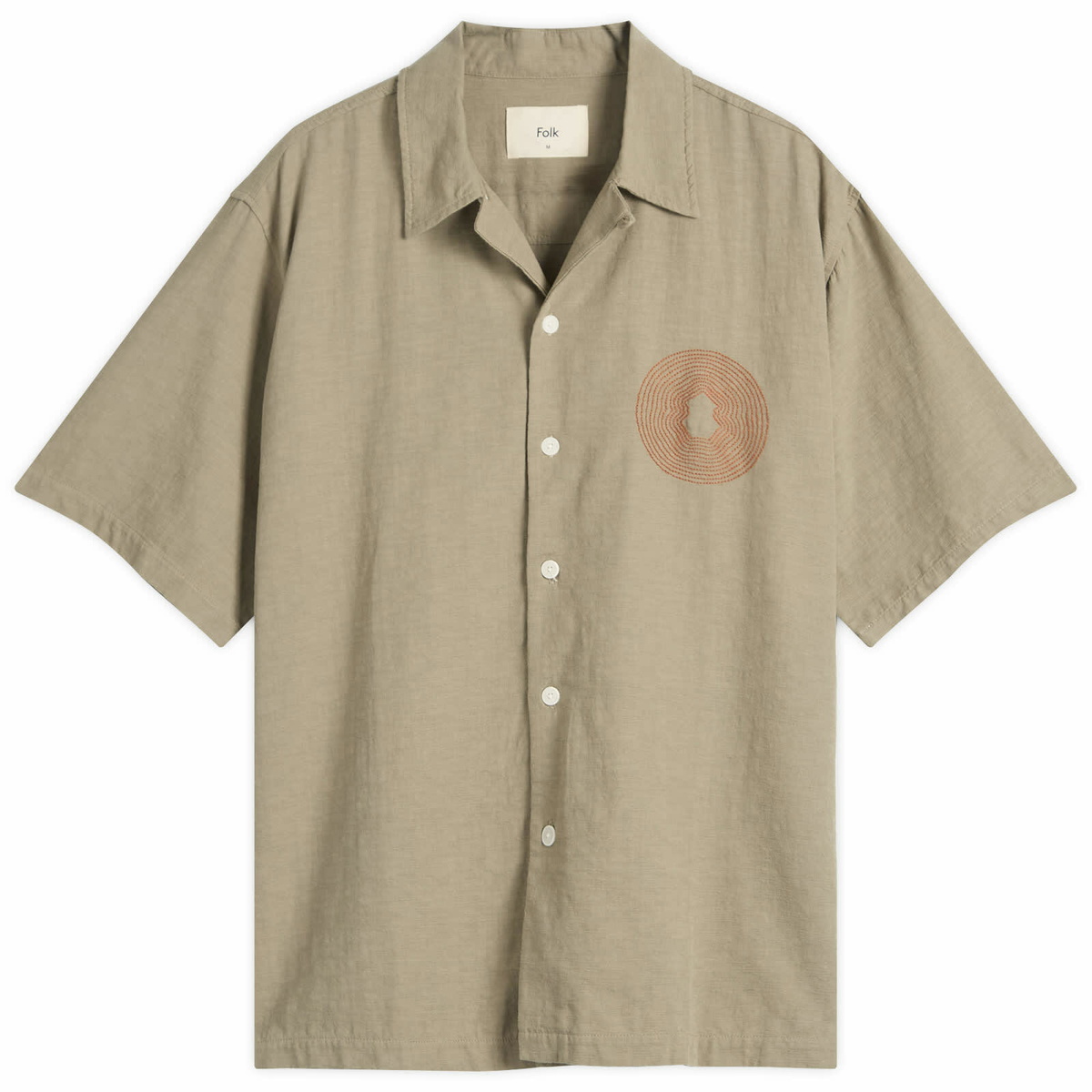 Folk Men's Soft Collar Short Sleeve Shirt in Sage Folk