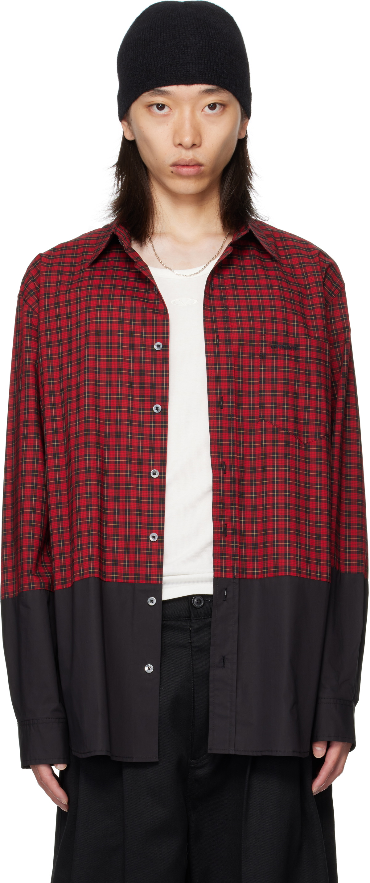 VETEMENTS Red & Black Splitted Shirt Vetements