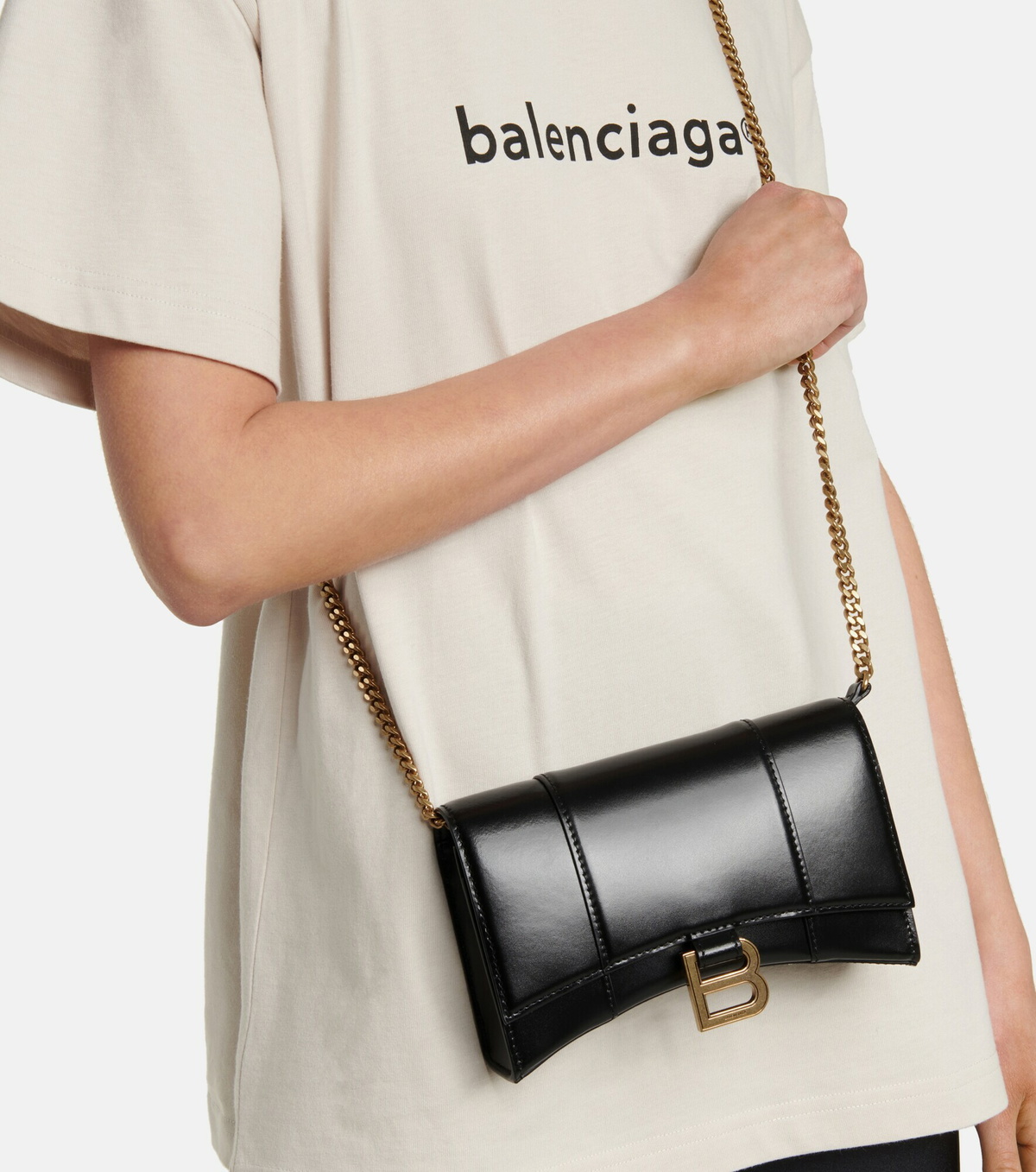 Balenciaga - Hourglass leather wallet on chain Balenciaga