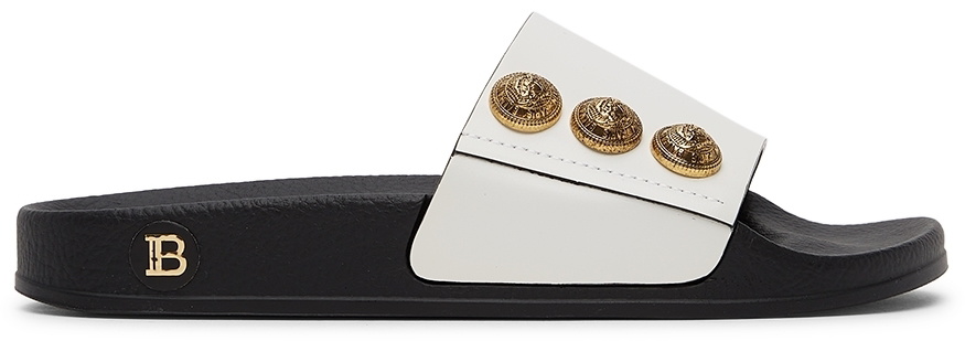 Balmain White & Black Symi Slides Balmain
