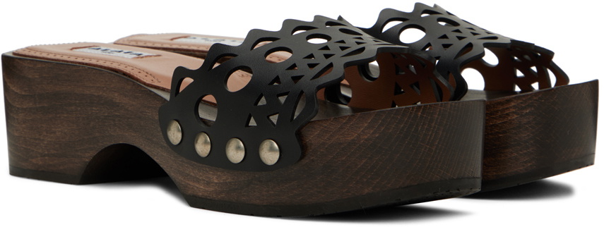 ALAÏA Black Wooden Flat Clogs ALAÏA