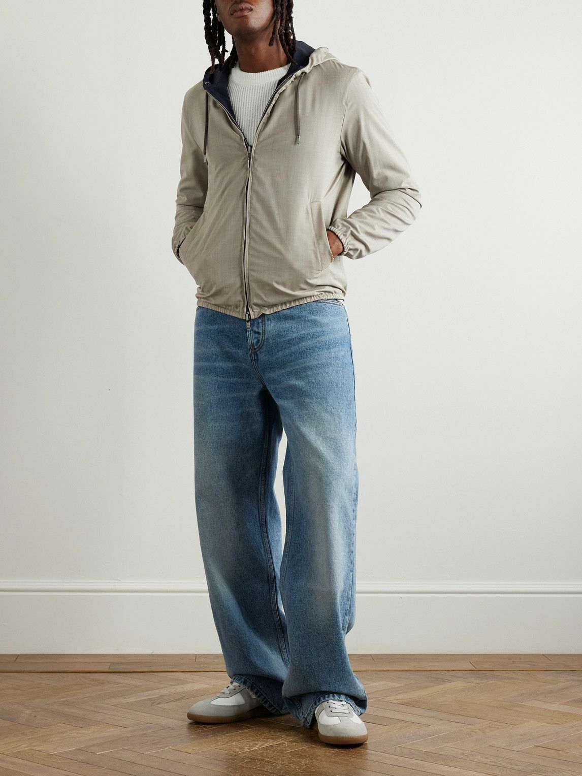 Herno - Reversible Virgin Wool and Silk-Blend and Shell Hooded Jacket - Neutrals Herno