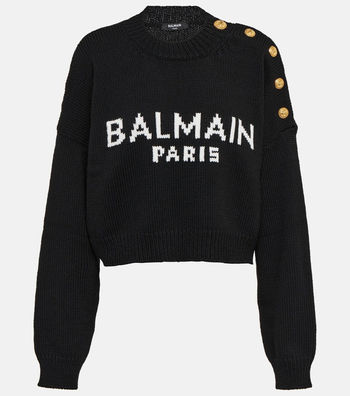 Balmain - Logo intarsia wool-blend sweater Balmain