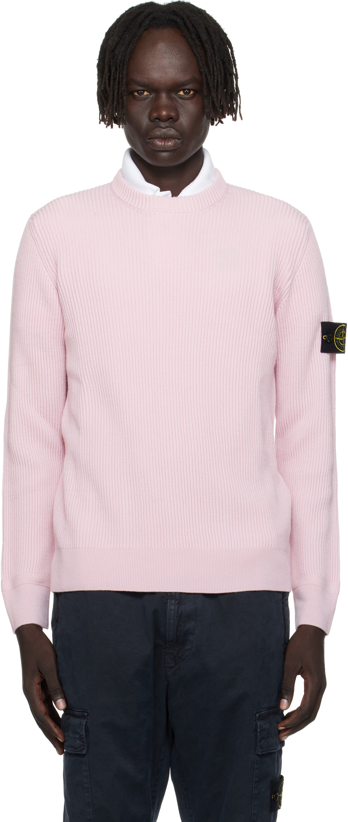 Stone Island Pink 5100053 Full Rib RWS Wool Sweater Stone Island