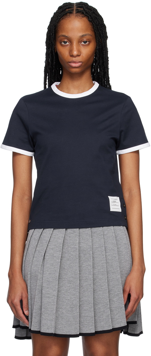 Thom Browne Navy Ringer T-Shirt Thom Browne