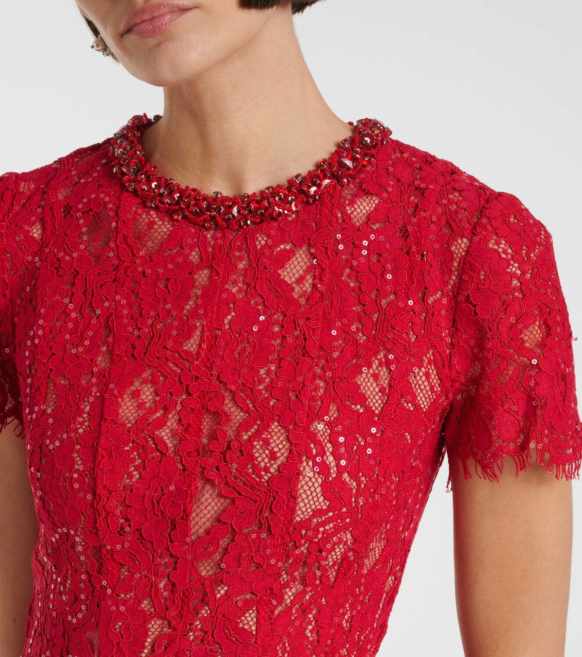 Self-Portrait Embellished fishnet midi dress Self-Portrait