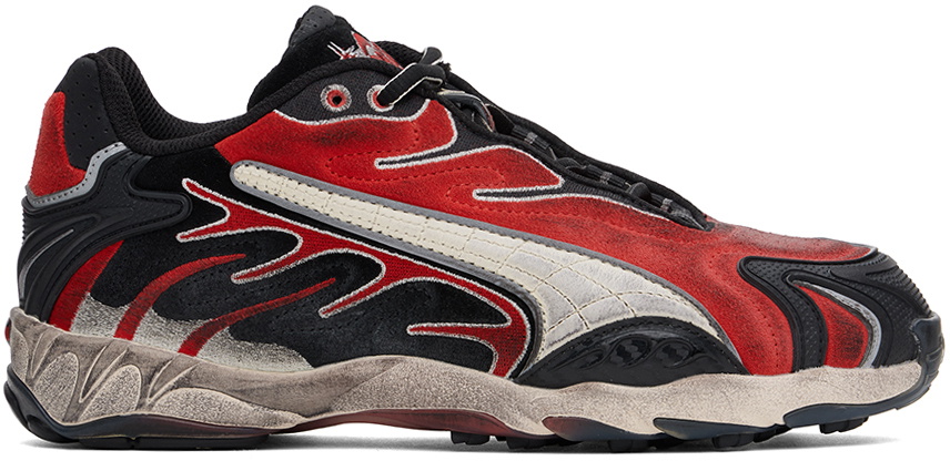 PUMA Red & Black A$AP Rocky Edition Inhale Distressed Sneakers Puma