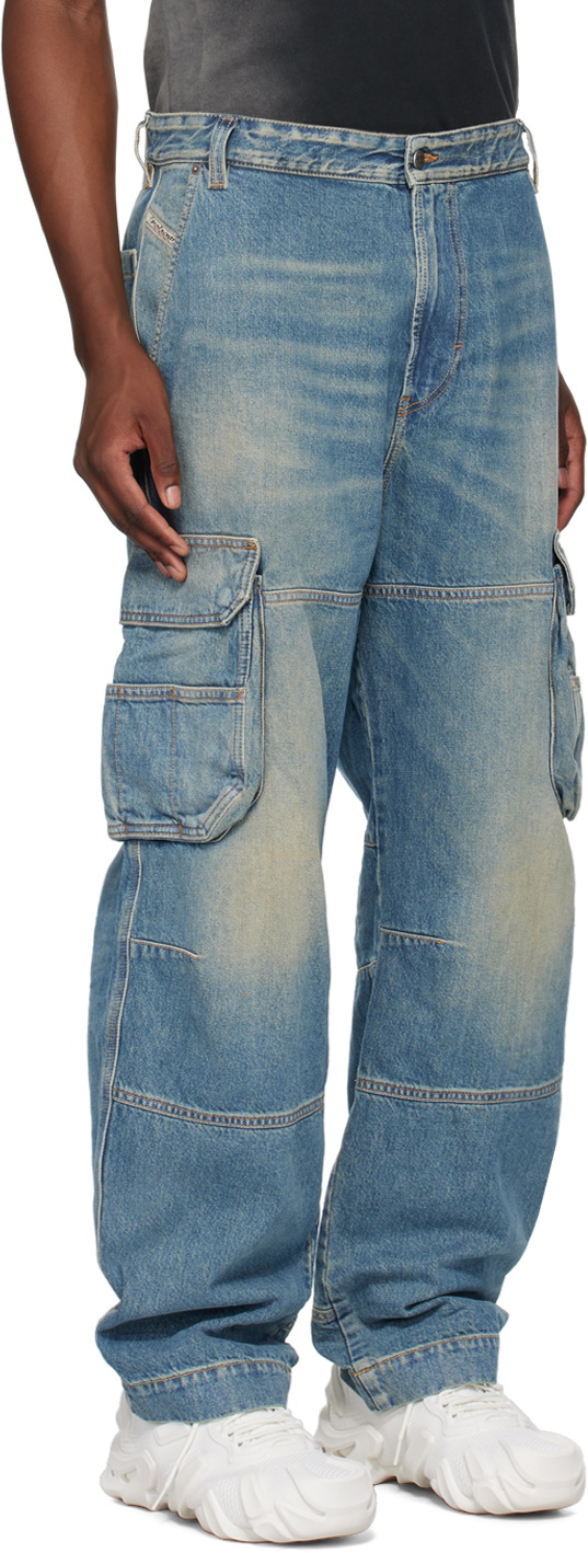 Diesel Blue Straight D-Fish 09j83 Denim Cargo Pants Diesel