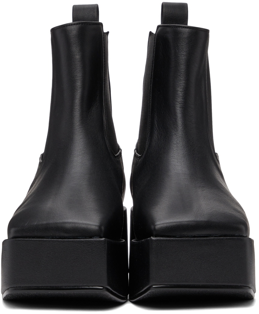 Flat Apartment Black Squared Toe Chelsea Boots