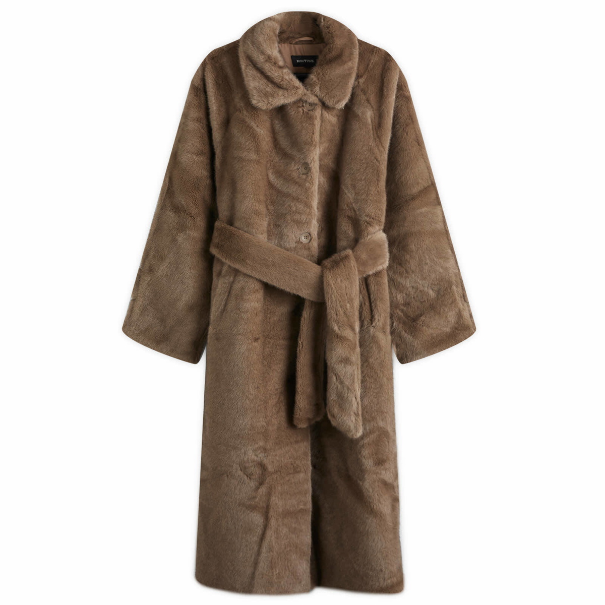 Meotine Women's Kelly Long Faux Fur Coat in Light Brown Meotine