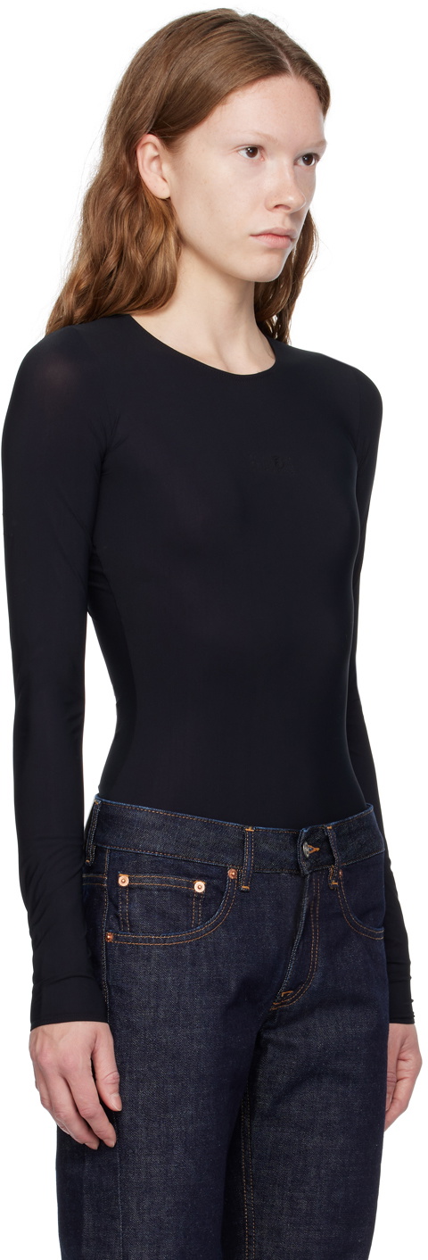 MM6 Maison Margiela Black Printed Bodysuit MM6 Maison Margiela