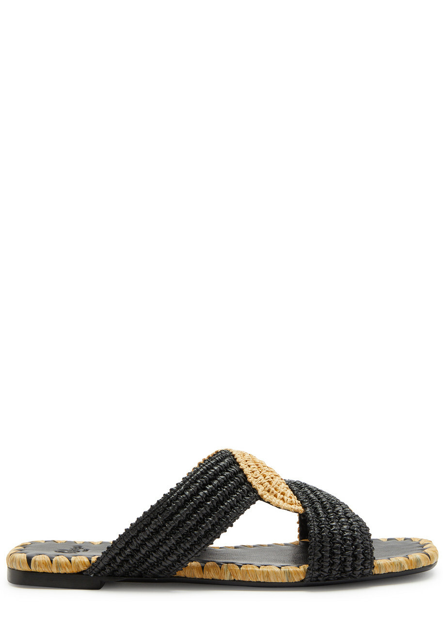 Castañer Prado Raffia Sliders Black Castaner