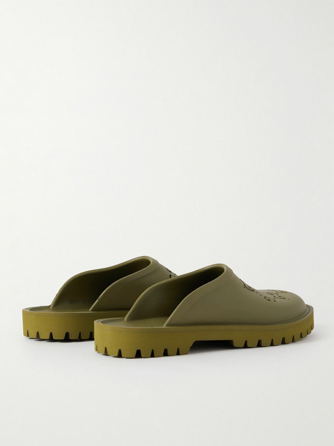 GUCCI - Logo-Perforated Rubber Clogs - Green Gucci