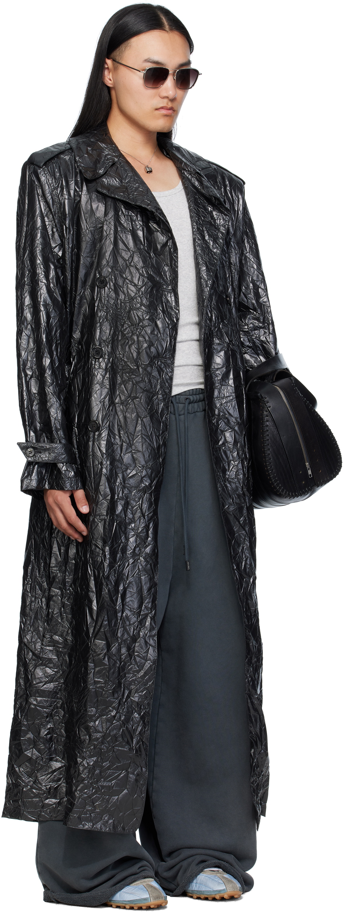 LU'U DAN Black Crumple Trench Coat LU'U DAN