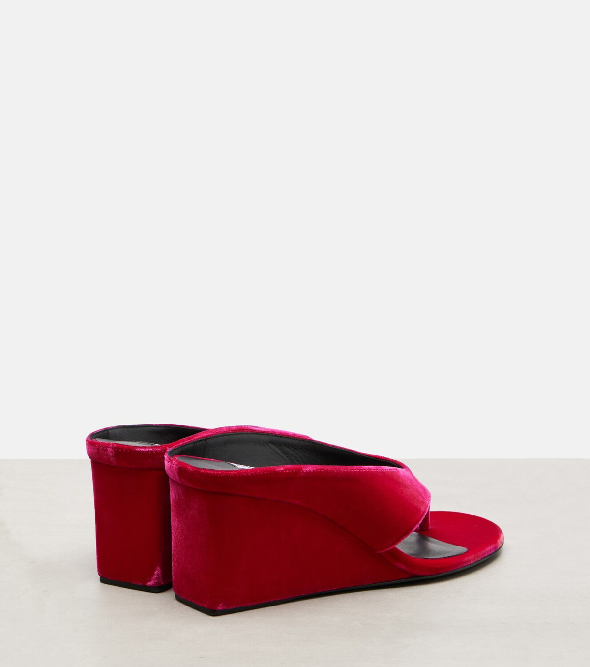 Alaïa Cube 75 velvet wedge thong sandals ALAÏA