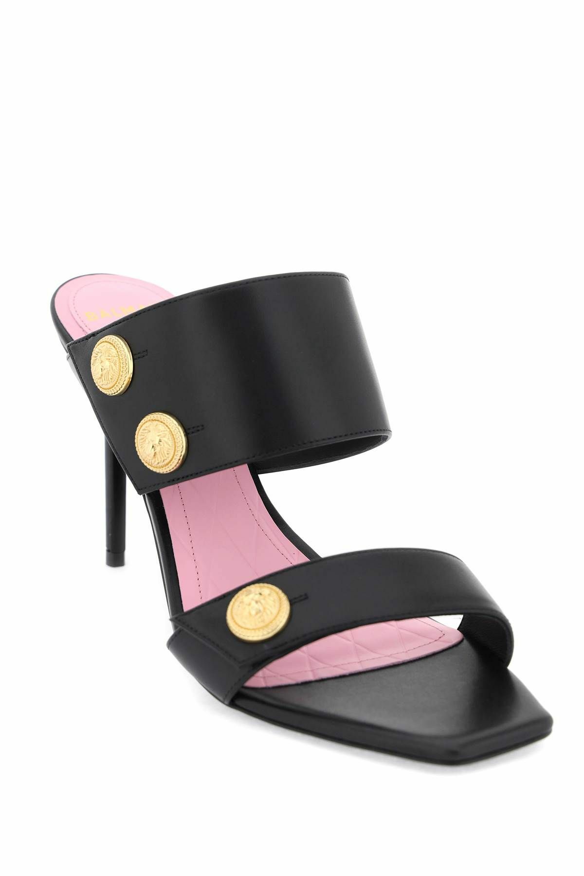 BALMAIN smooth leather eva mules in Black Balmain