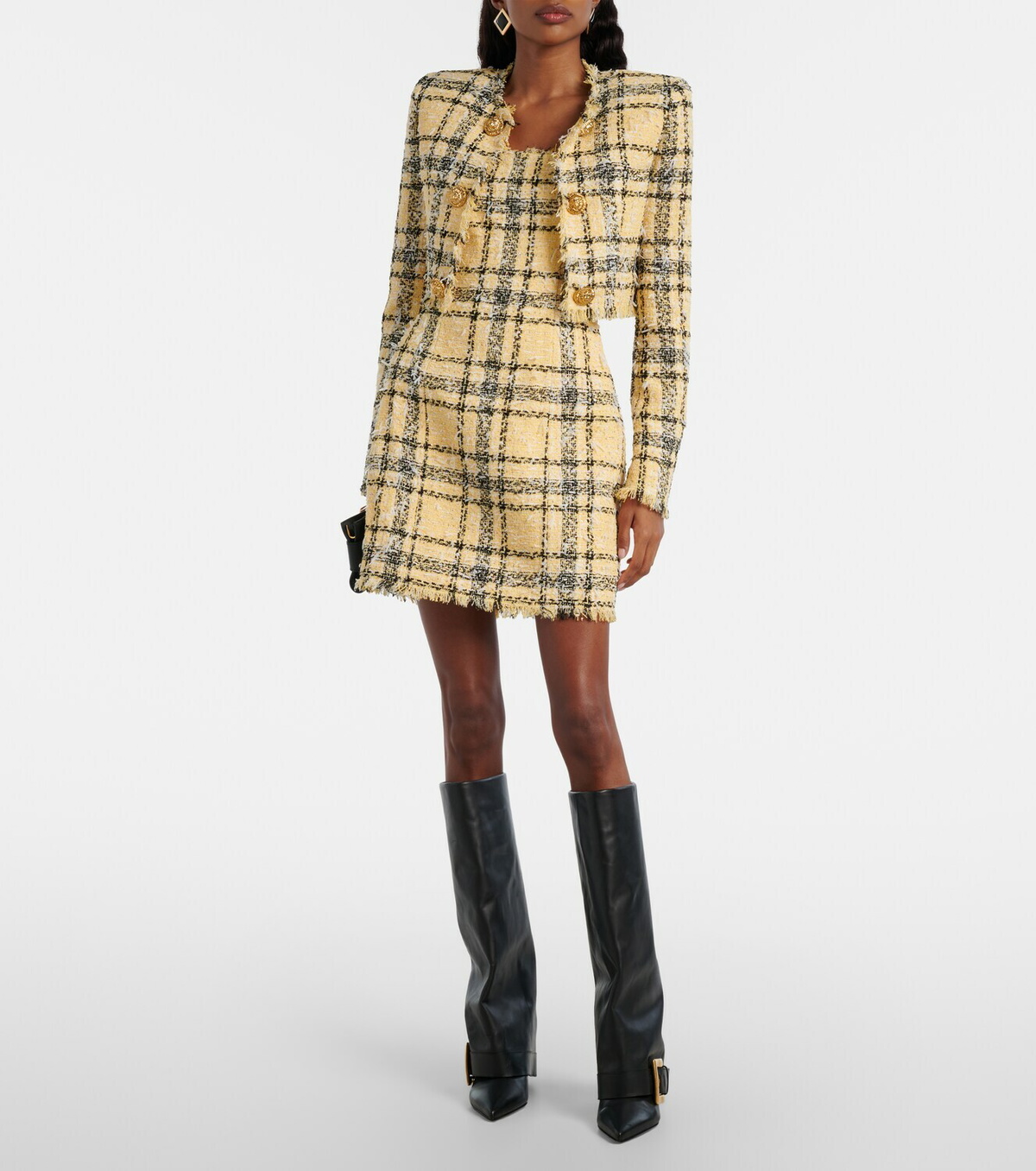 Balmain Checked sequined tweed minidress Balmain
