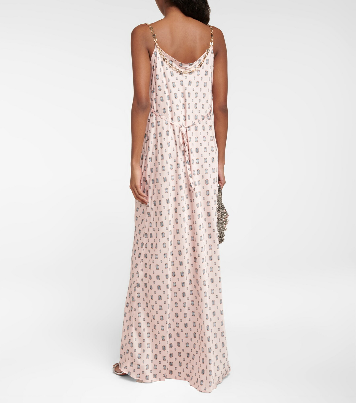 Paco Rabanne Chain Detail Printed Satin Maxi Dress Paco Rabanne