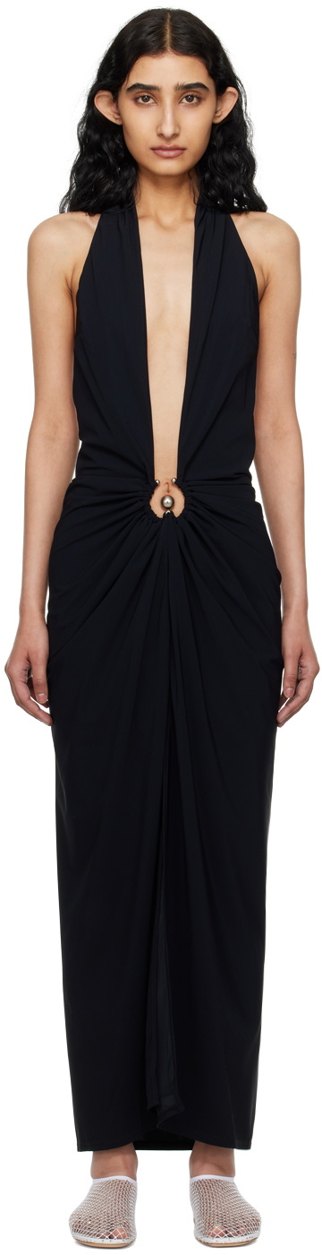 Christopher Esber Black Pierced Orbit Maxi Dress Christopher Esber