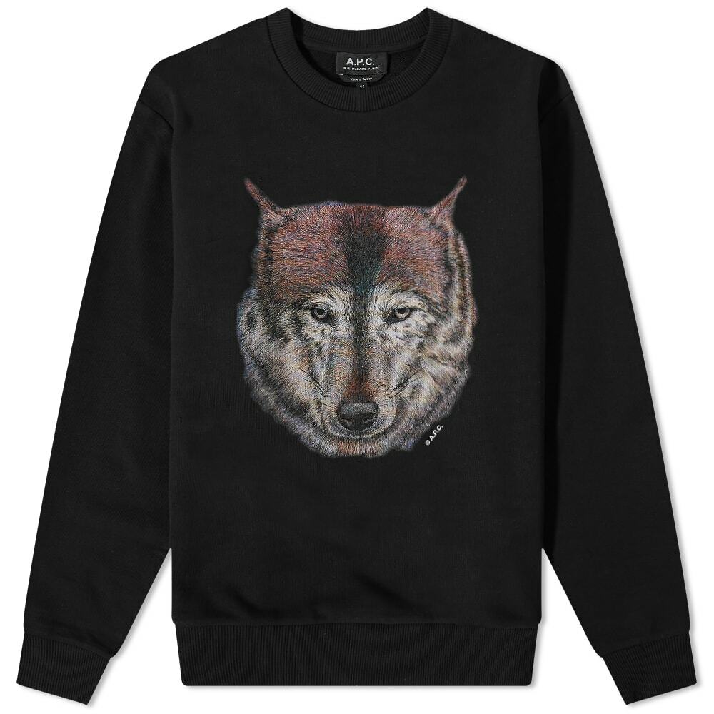 A.P.C. Men's Wolf Crew Sweat in Black A.P.C.