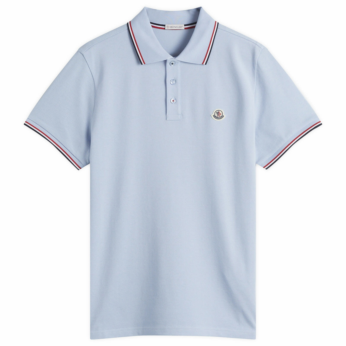 Moncler Men's Cotton Piquet Polo in Blue Moncler