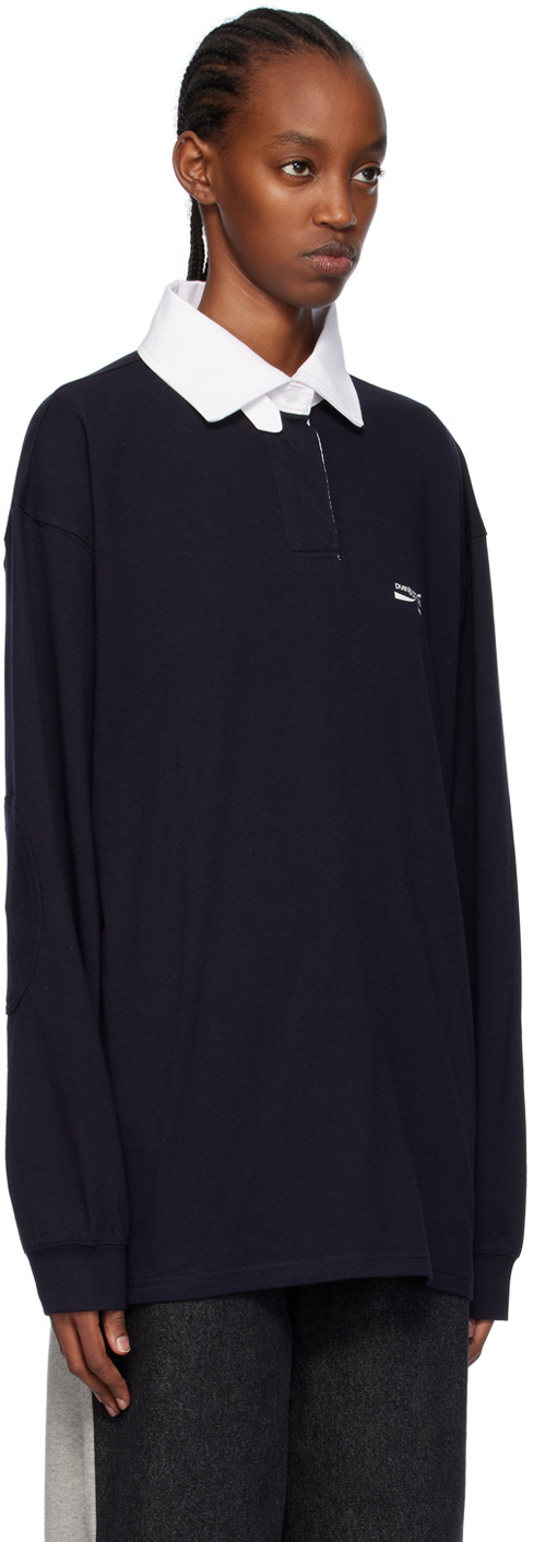 Pushbutton Navy Oversized Long Sleeve Polo Pushbutton