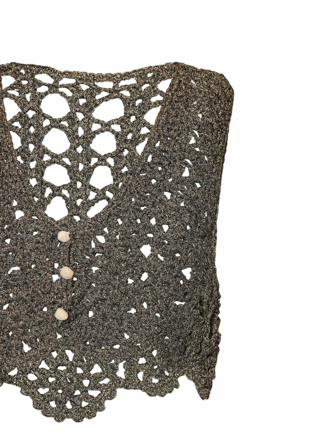 GANNI - Crochet V-neck Cotton Blend Top GANNI