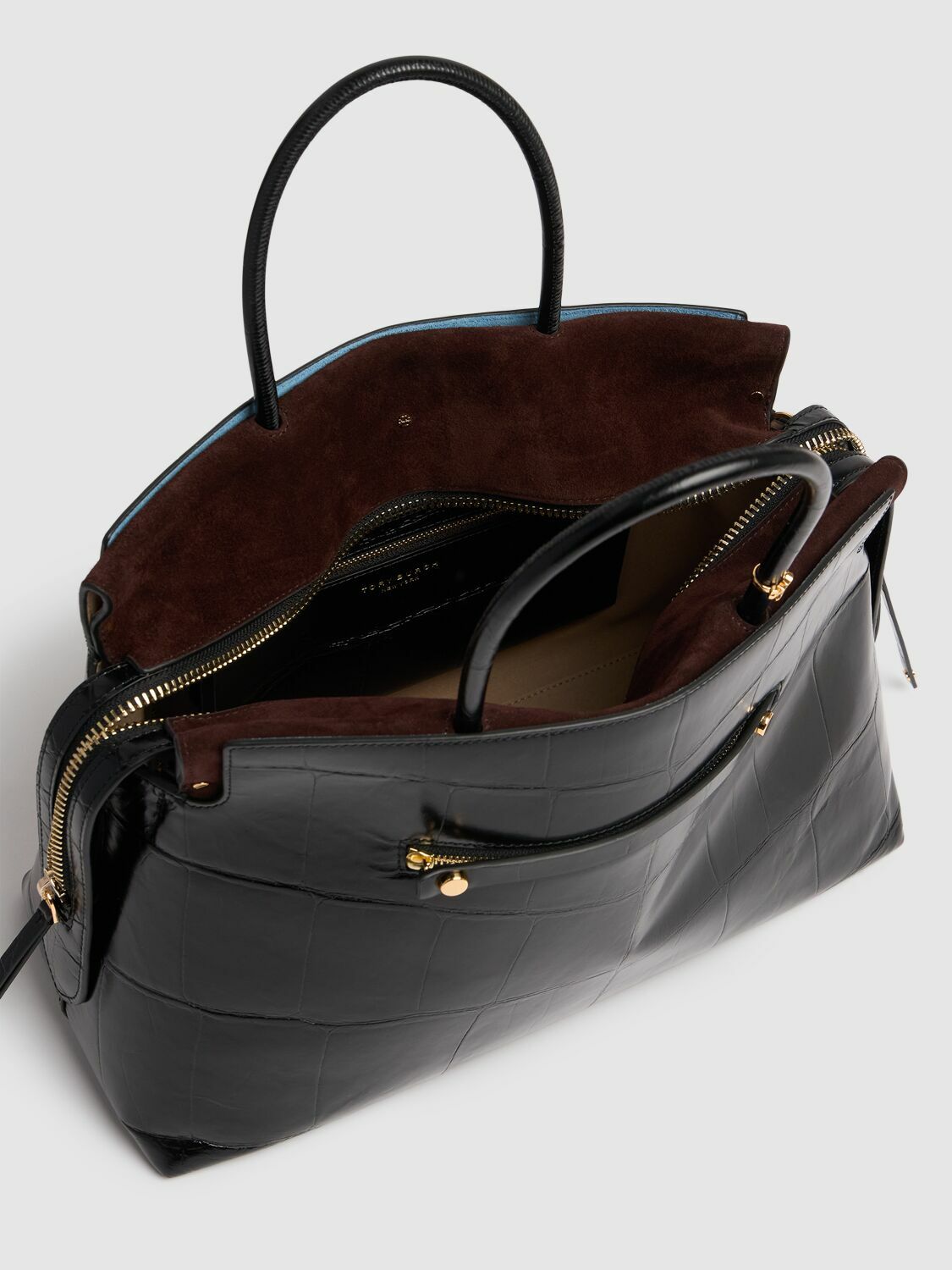 TORY BURCH Large Mercer Croc Embossed Satchel Bag Tory Burch