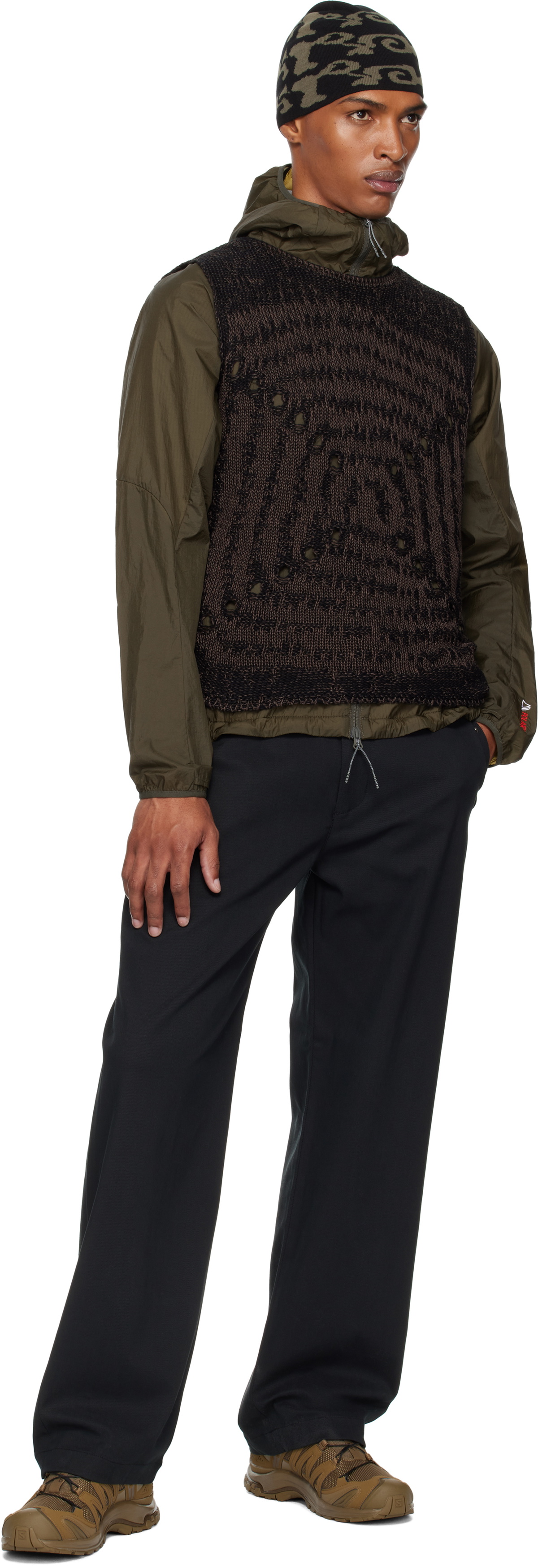 ROA Black & Brown Vortex Crewneck Vest ROA