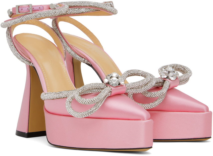 MACH & MACH Pink Double Bow Platform Heels MACH & MACH