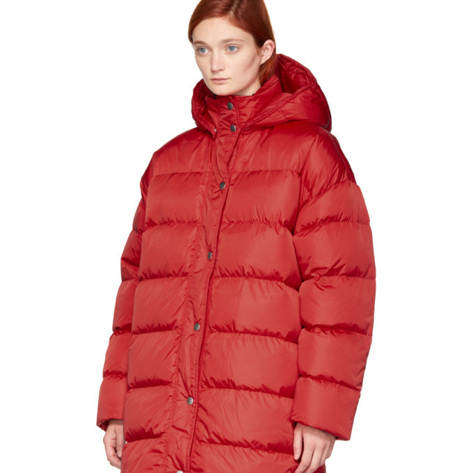 MSGM Red Oversized Down Jacket MSGM