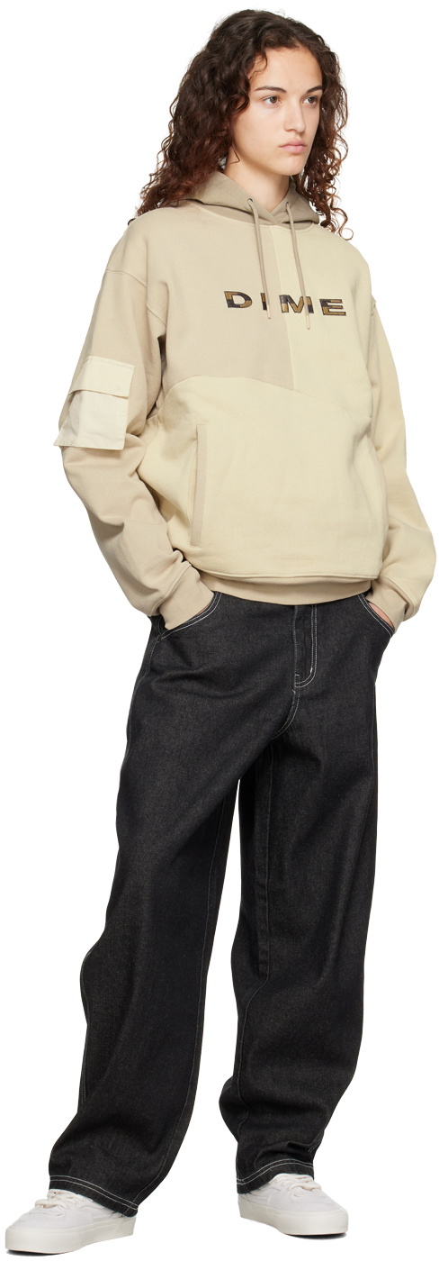 Dime Beige 3 Tone Split Hoodie Dime