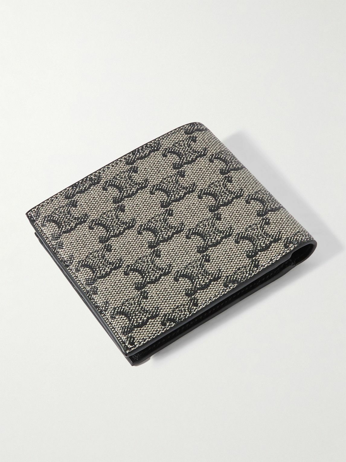 CELINE - Triomphe Leather-Trimmed Coated-Canvas Billfold Wallet Celine