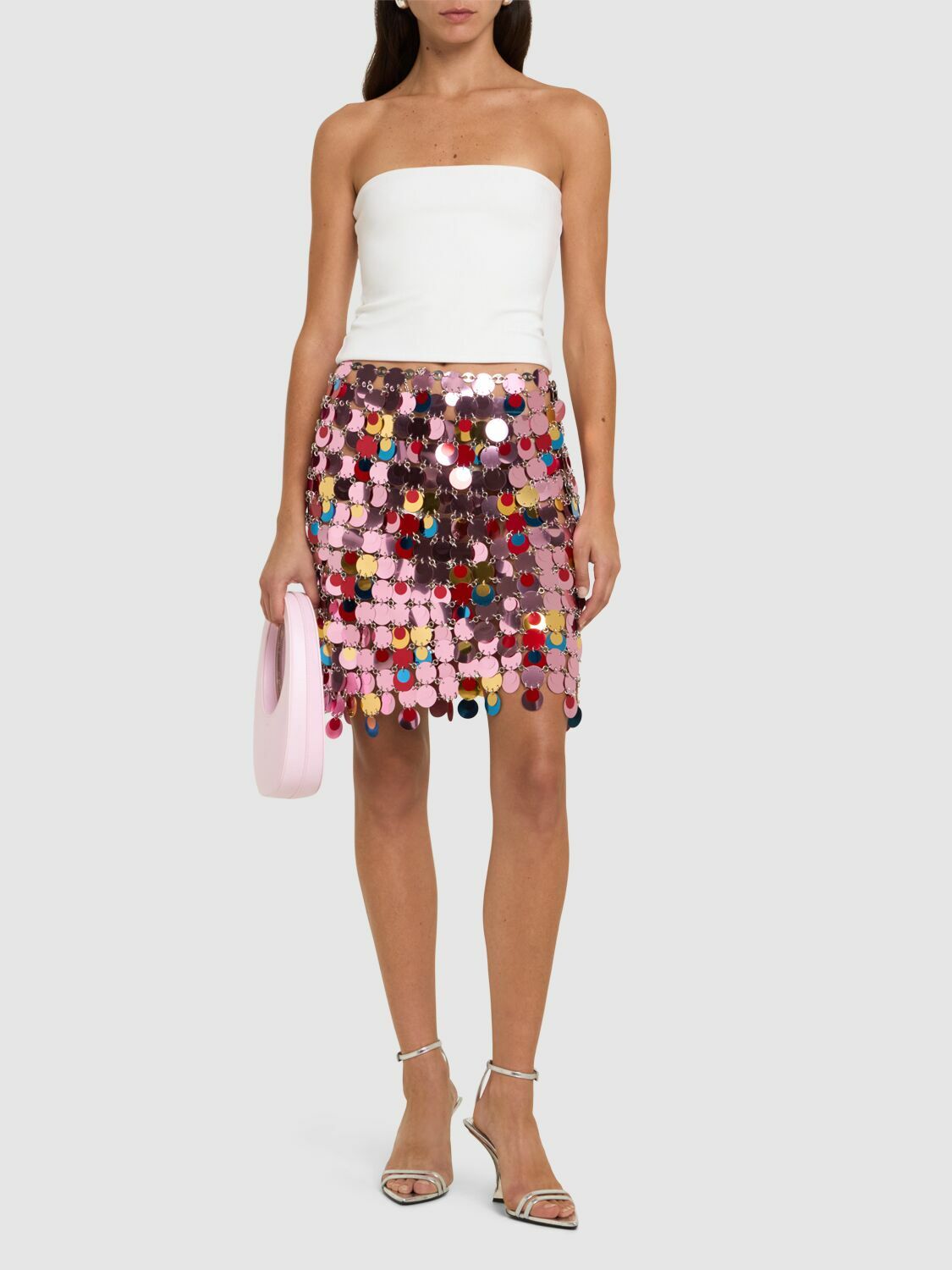 RABANNE Round Sequined Mesh Mini Skirt Paco Rabanne