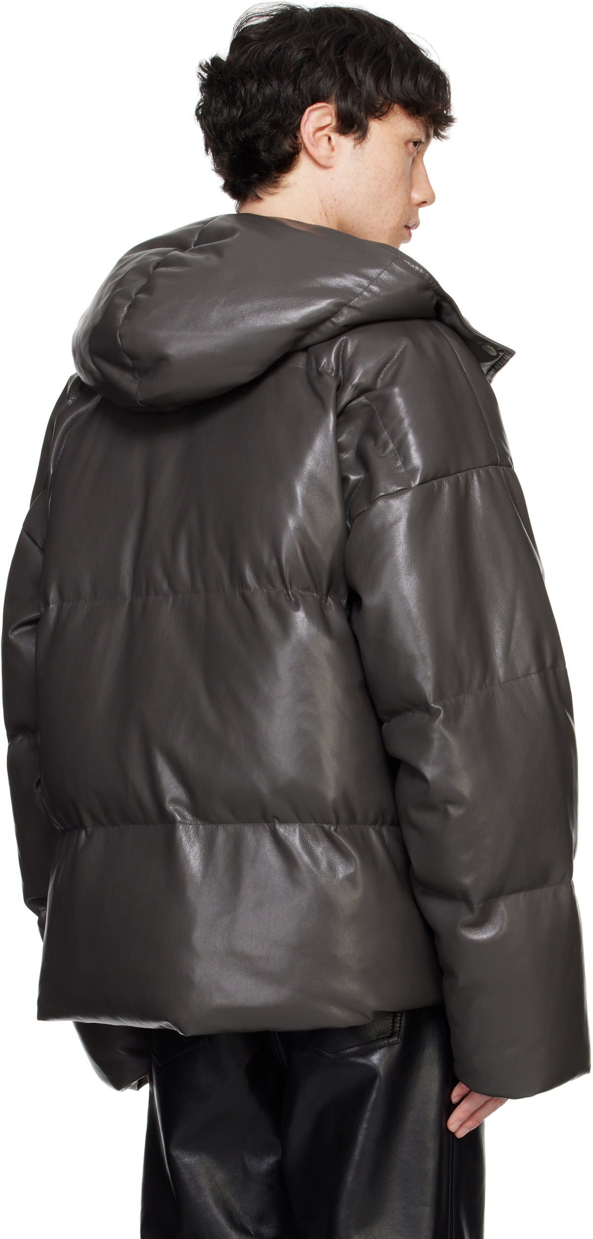 Nanushka Green Vili Vegan Leather Down Jacket Nanushka